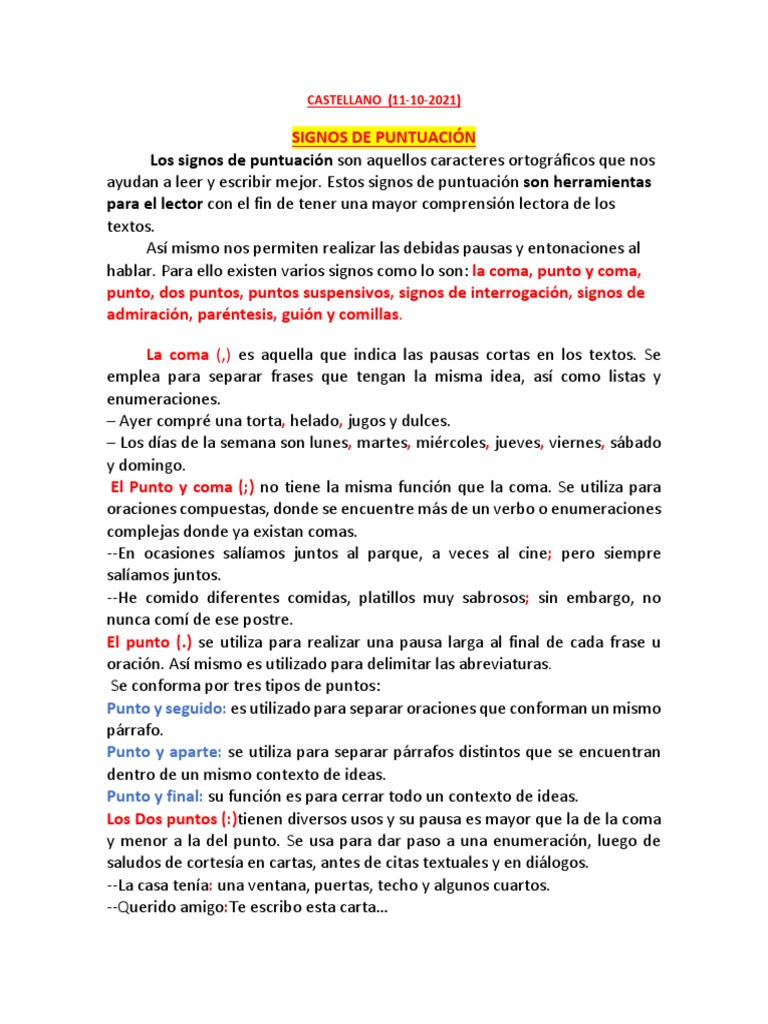 Signos de Puntuación: para El Lector Con El Fin de Tener Una Mayor ...