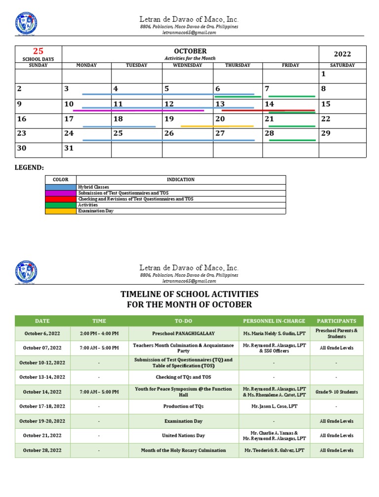 October Timeline | PDF