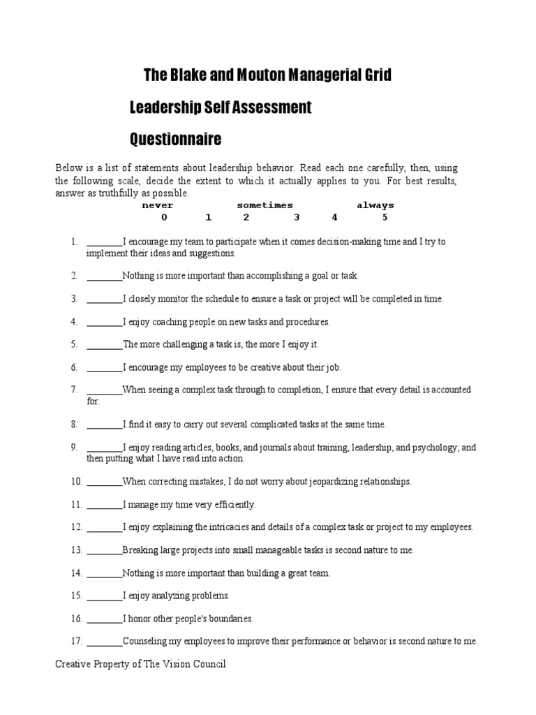 Leadership Questionnaire | PDF | Leadership | Matrix (Mathematics)