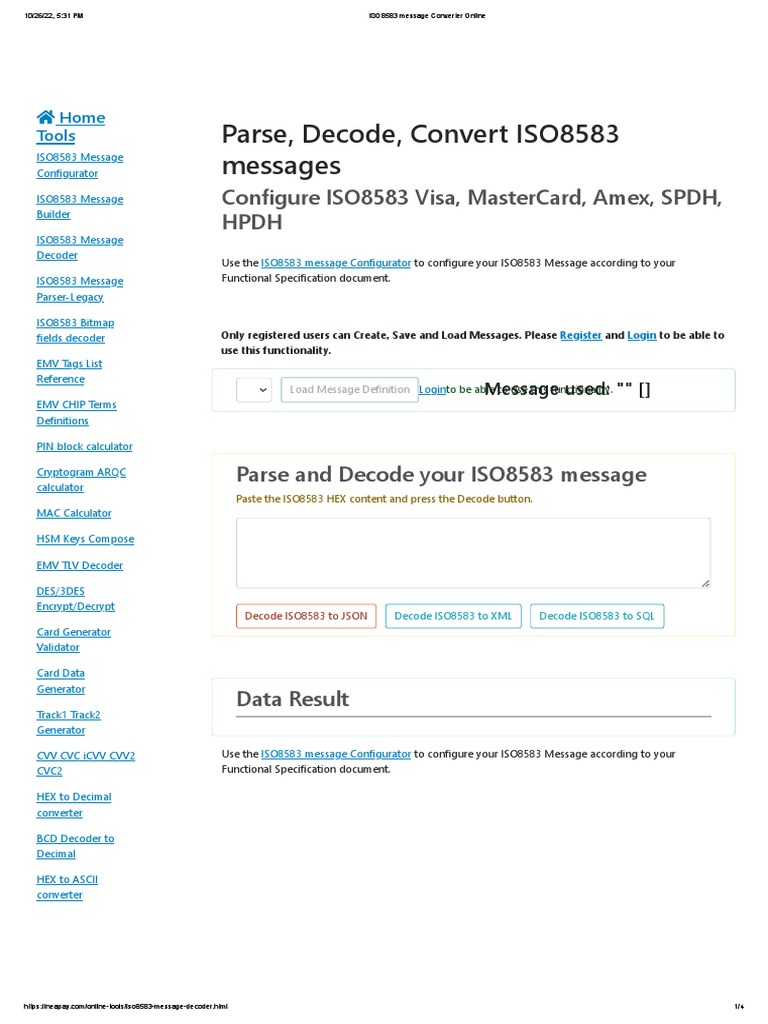 ISO8583 Message Converter Online | PDF | Emv | Encryption