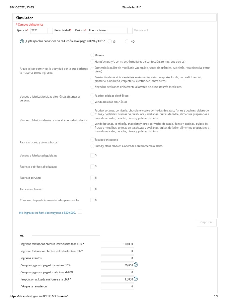 Simulador de Registro Fiscal Simplificado | PDF | Helado | Comida y bebida