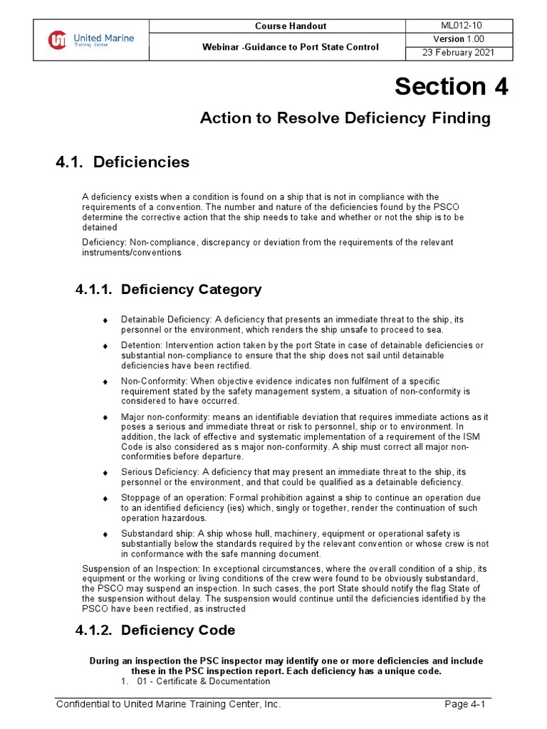 Port State Control Deficiency Guide | PDF | Ships | Port