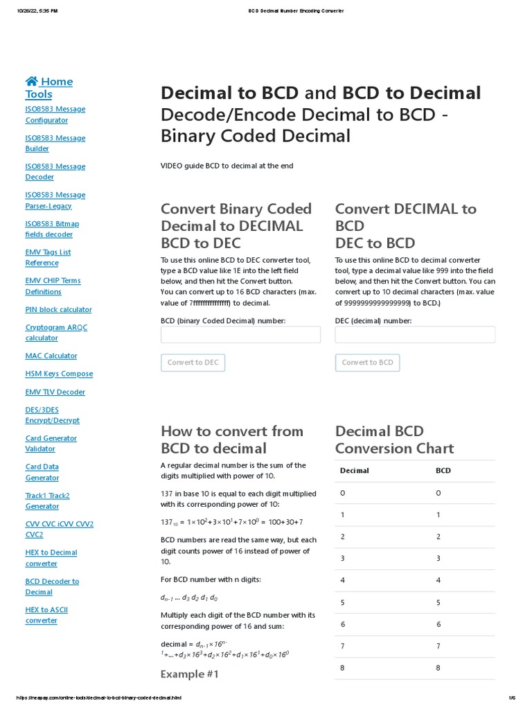 BCD Decimal Number Encoding Converter | PDF | Binary Coded Decimal | Computing