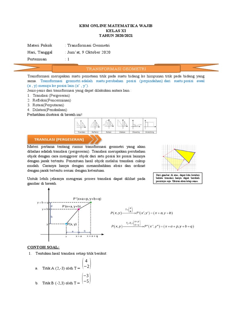 Transformasi Geometri: Translasi | PDF | Metode & Bahan Ajar