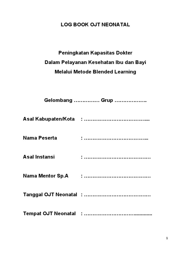 Salinan LOG BOOK OJT SESI NEONATAL | PDF