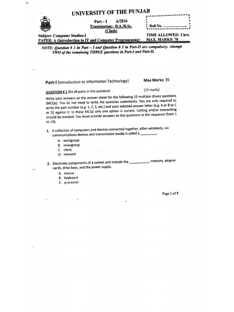 Computer Studies PI A16 | PDF