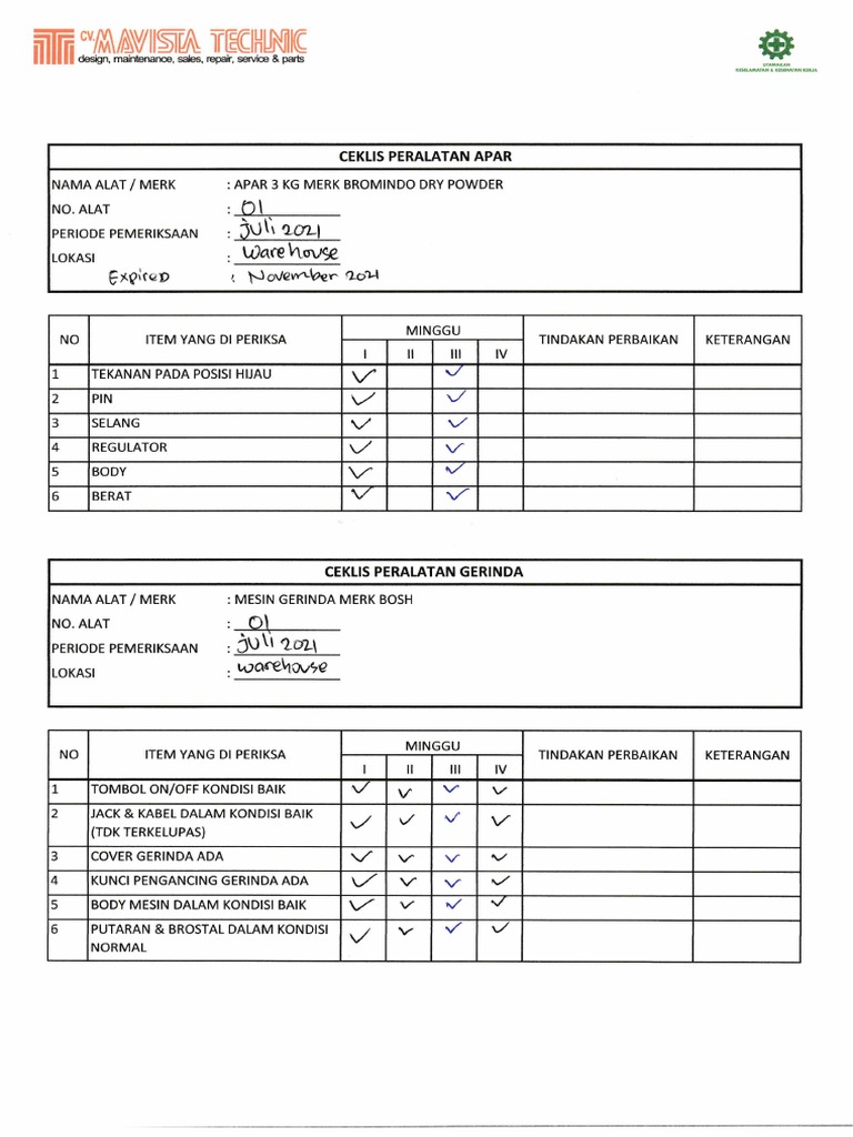 Inspeksi Peralatan | PDF