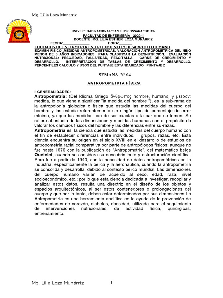 Antropometria Clase 04 Pdf Antropometría índice De Masa Corporal