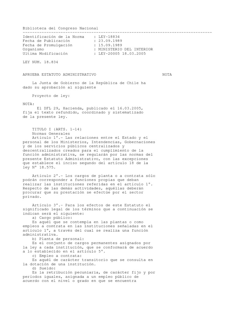Ley 18834 | PDF | Servicio Civil | Salario