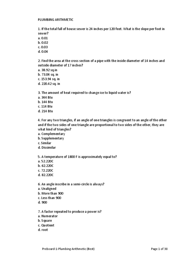 Plumbing Arithmetic Practice Test | PDF | Depreciation | Interest