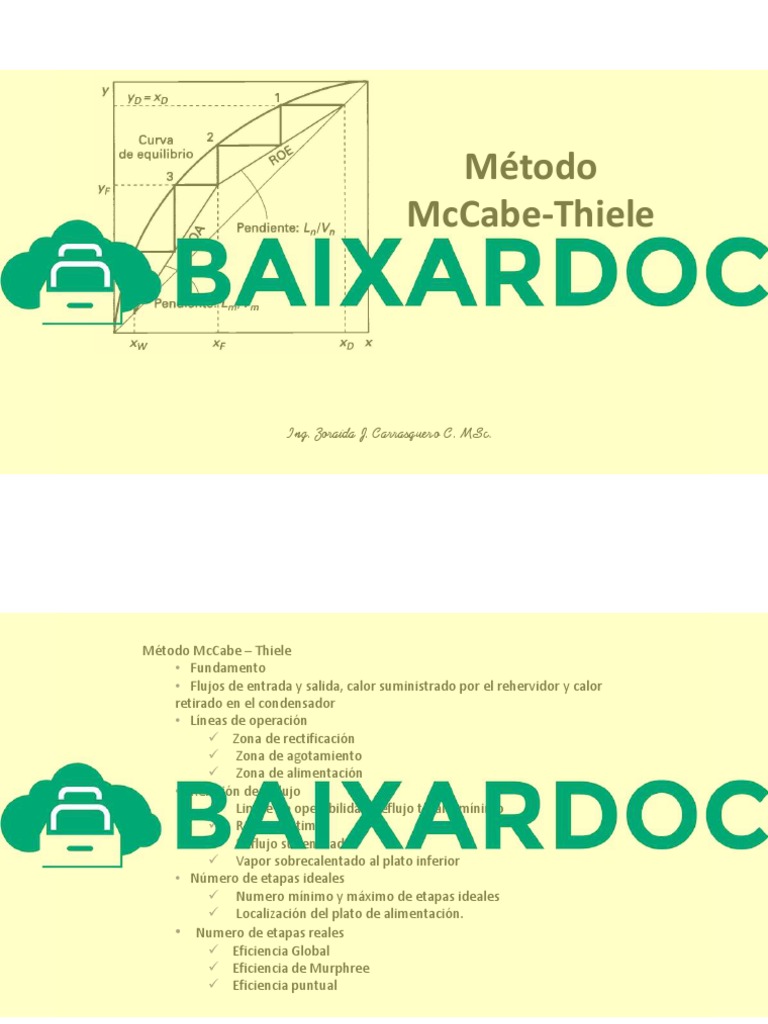 Metodo Mccabe Thiele | PDF | Destilación | Cantidades fisicas