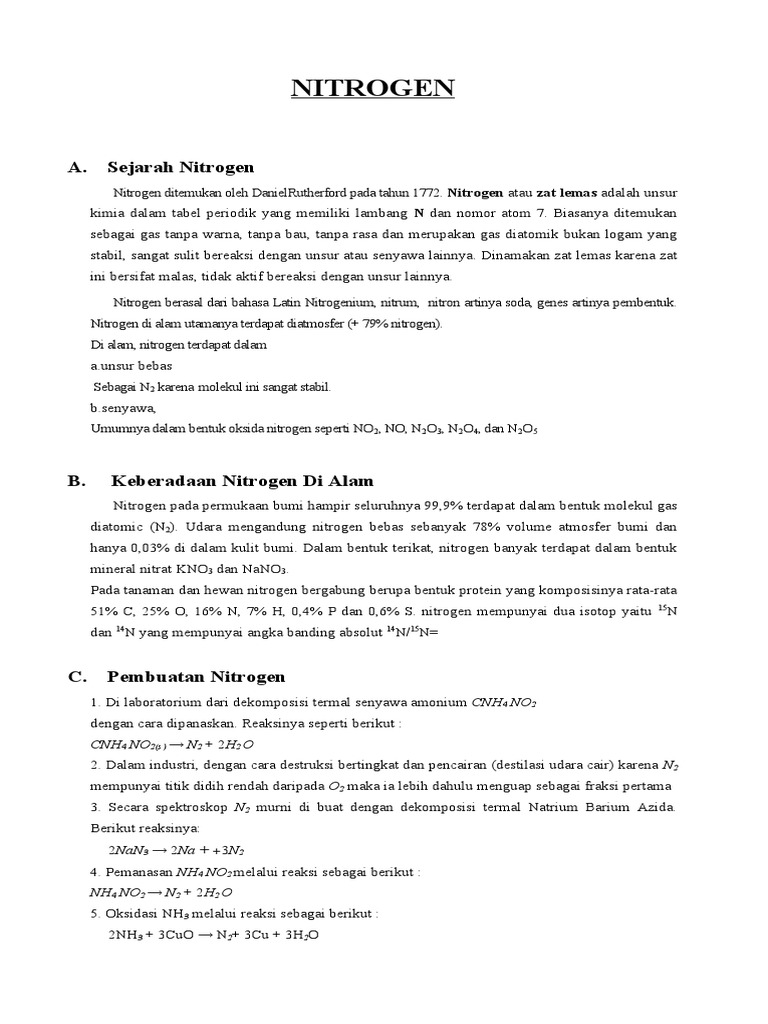 Nitrogen Dan Oksigen | PDF