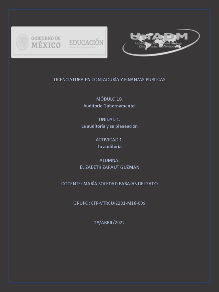 M18 - U1 - A1 Modificado | PDF | Auditoría | Business M18 - U1 - A1 Modificado | PDF | Auditoría | Business