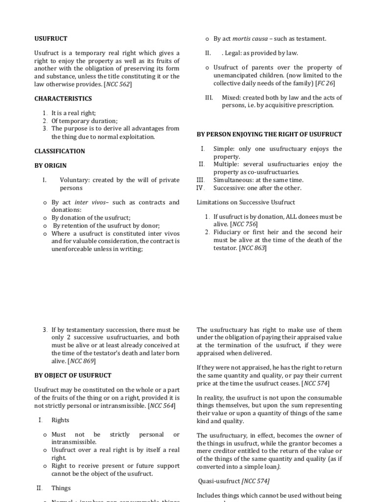 USUFRUCT | PDF | Legal Liability | Debt