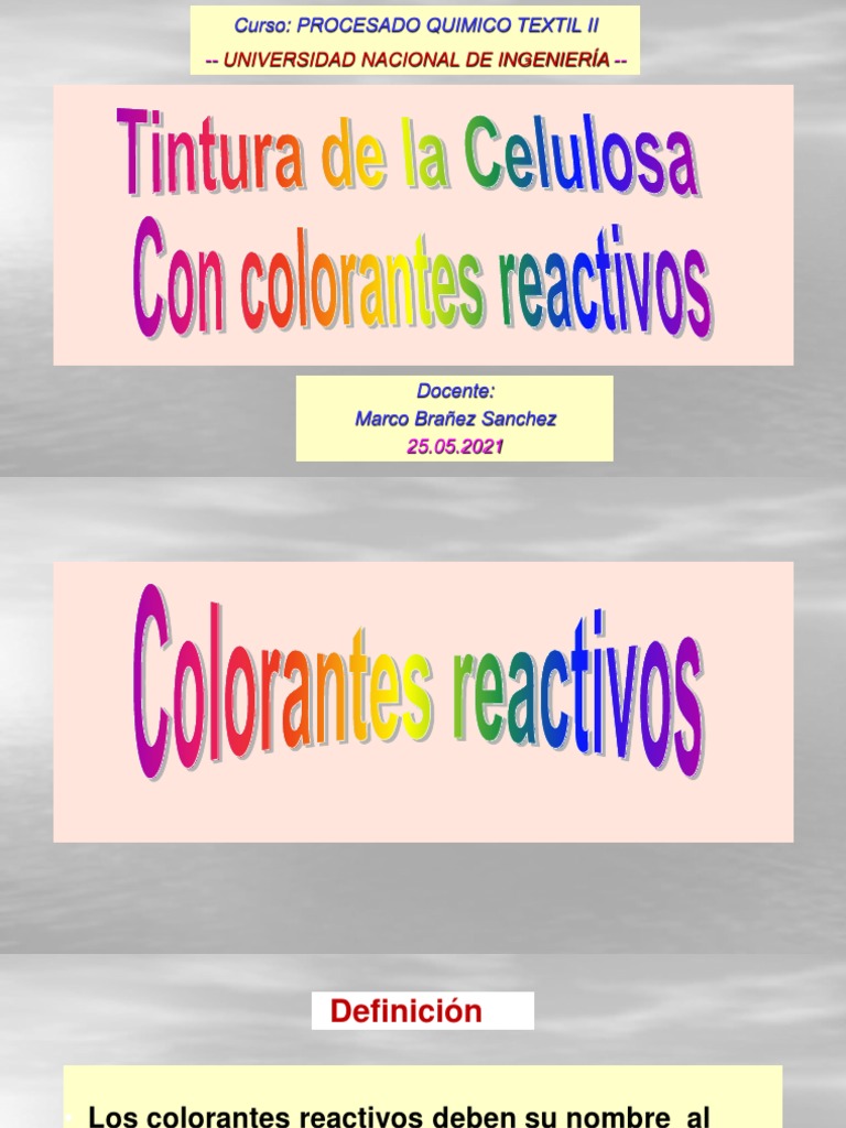 Tintura de La Celulosa Con Colorantes Reactivos-2021-1 | PDF | Enlace ...