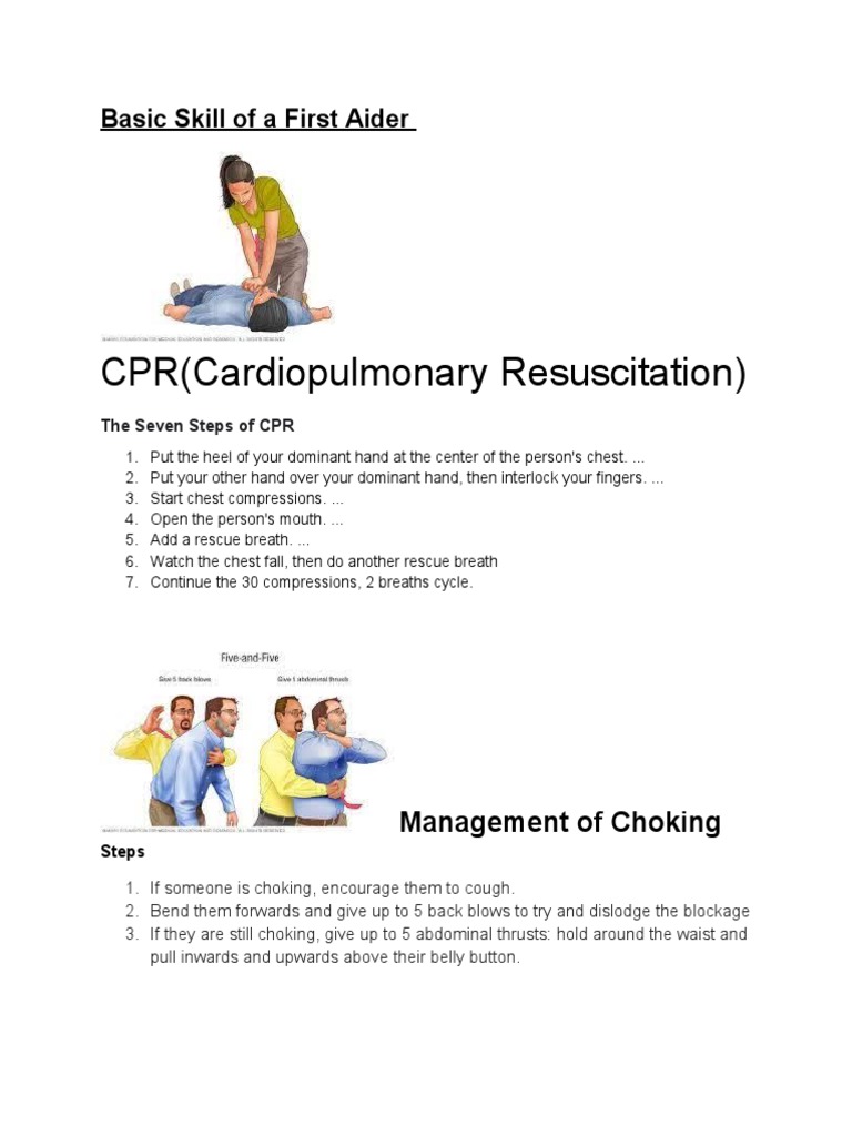 Basic Skill of A First Aider | PDF | Wellness