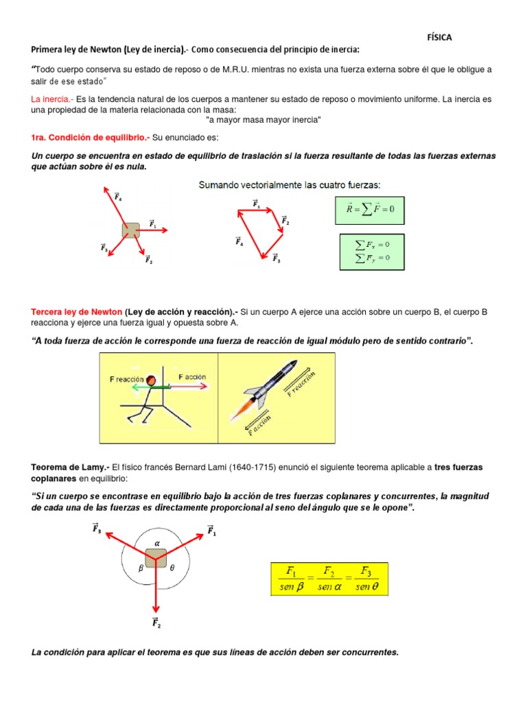 1ra. y 2da. LEY DE NEWTON (ESTÁTICA) | PDF | Fuerza | Las leyes del ...