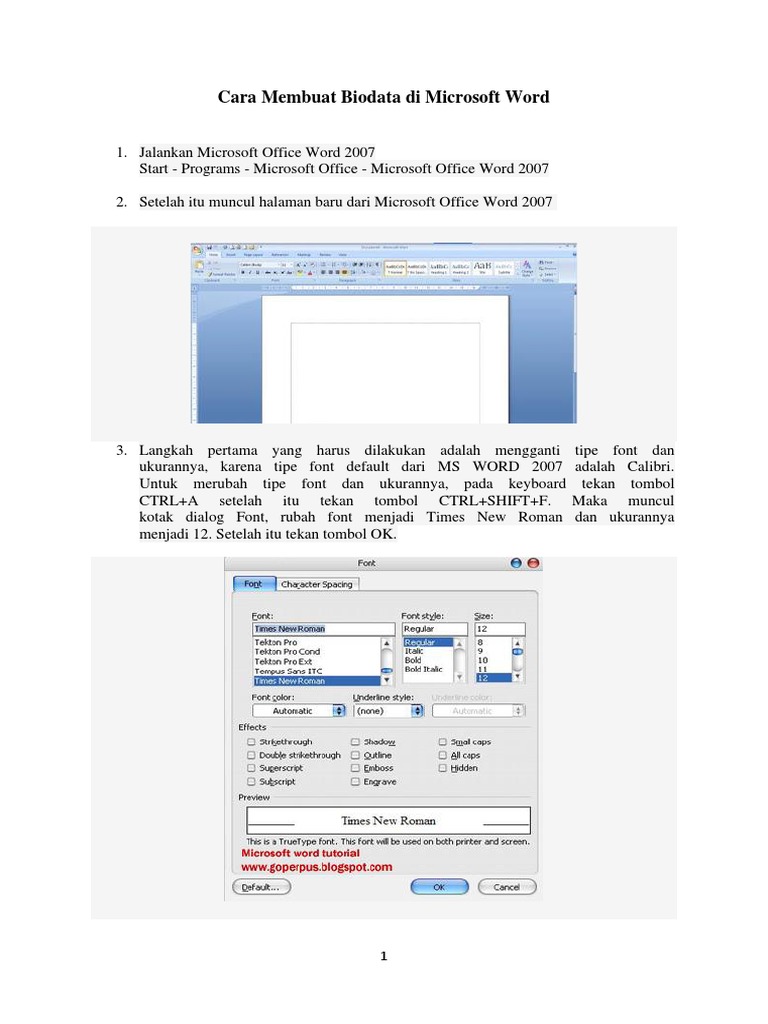 Cara Membuat Biodata Di Microsoft Word Pdf