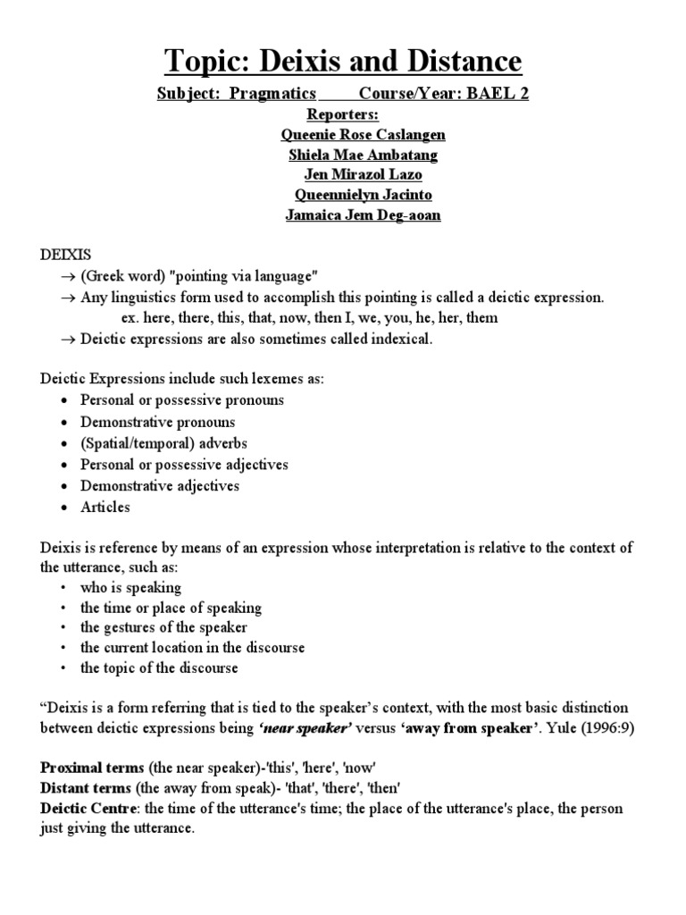 Deixis and Distance | PDF | Linguistic Typology | Linguistics