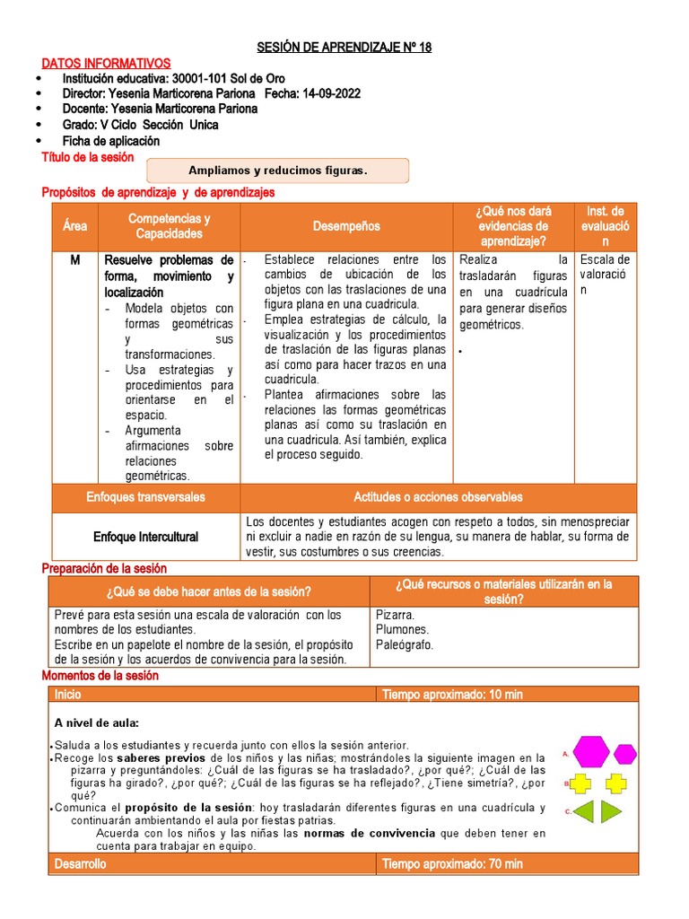 Sesión de Aprendizaje #18 | Descargar gratis PDF | Aprendizaje | Salón de clases