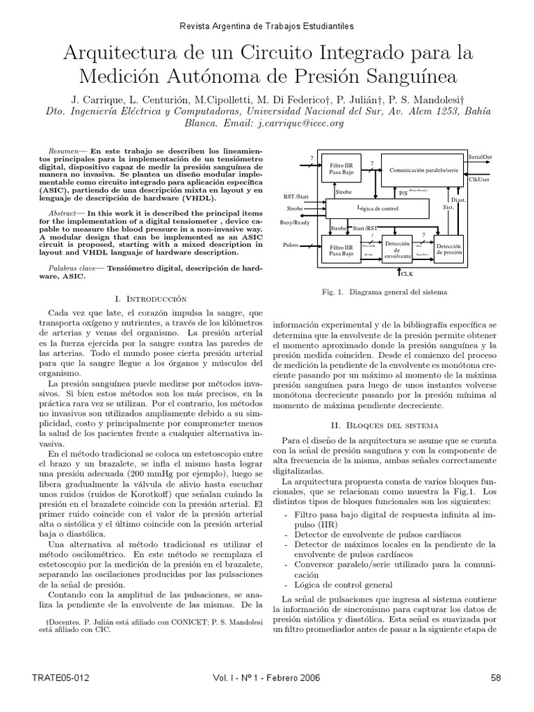 Arquitectura de Un Circuito Integrado para La Medicion Autonoma de ...