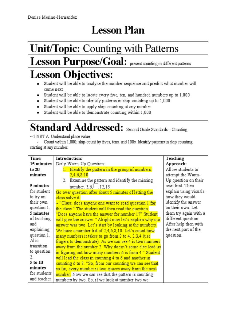 Lesson Plan On Skip Counting | PDF | Pedagogy | Communication