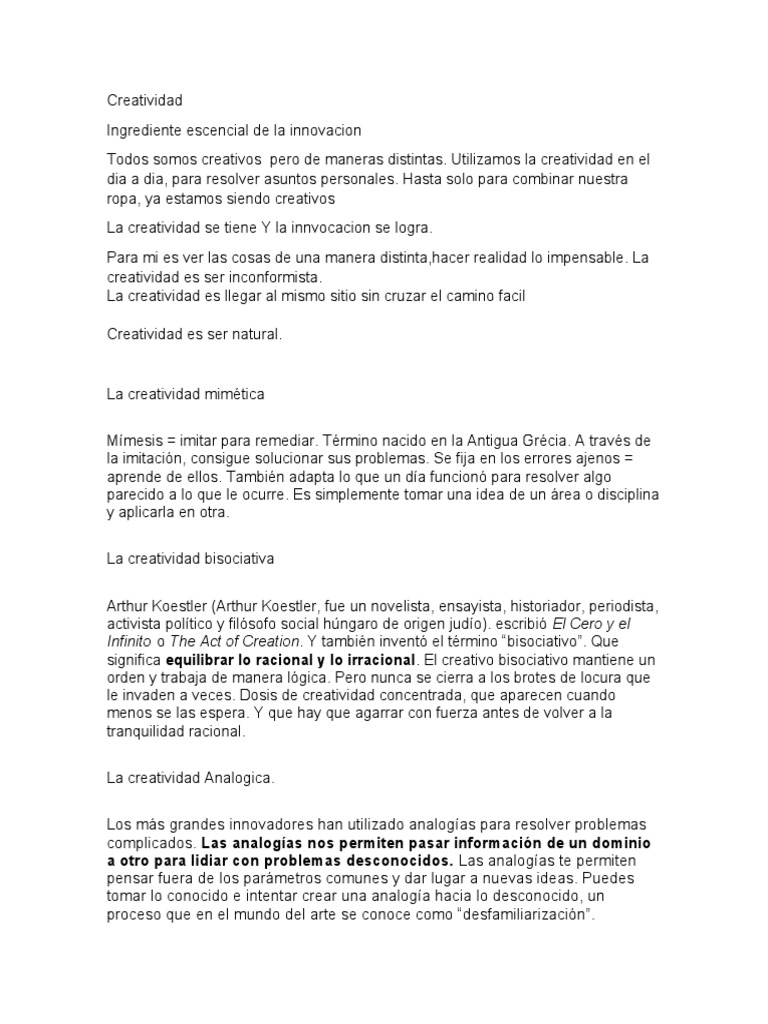 Tipos de Creatividad | PDF | Creatividad | Mente