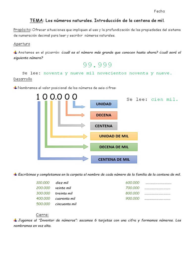 Clase Numeración Hasta La Centena de Mil | PDF | Matemática Elemental ...