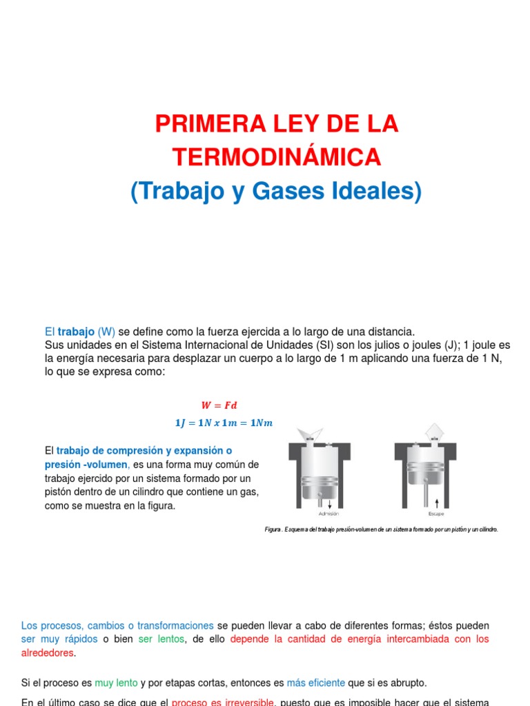 1era Ley Termodinámica Trabajo y Gases Ideales | PDF | Entalpía | Calor
