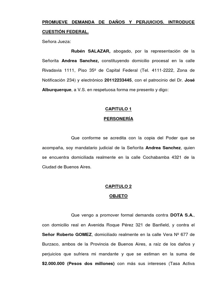 Modelo de Demanda | PDF | Daños y perjuicios | Demanda judicial