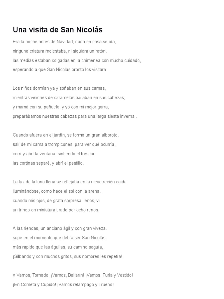 Una Visita de San Nicolás, El Poema Que "Dio Vida" A Santa Claus - Editorial ExLibric | PDF ...