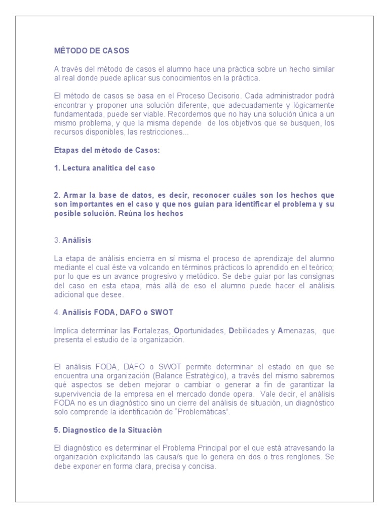 Metodo de Casos | PDF | Análisis FODA | Cognición