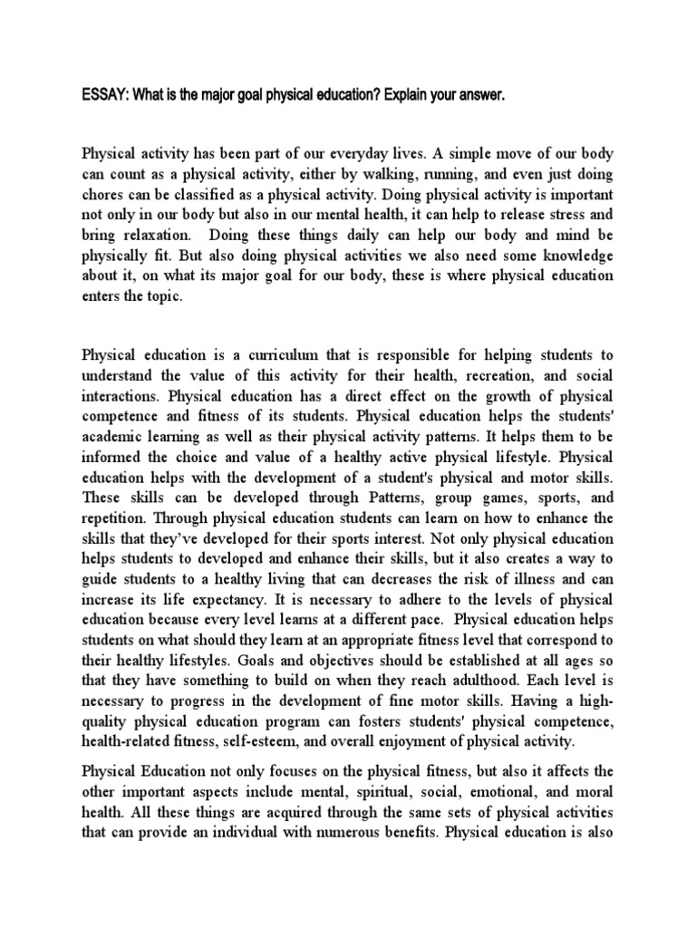 Essay | PDF | Physical Education | Physical Fitness