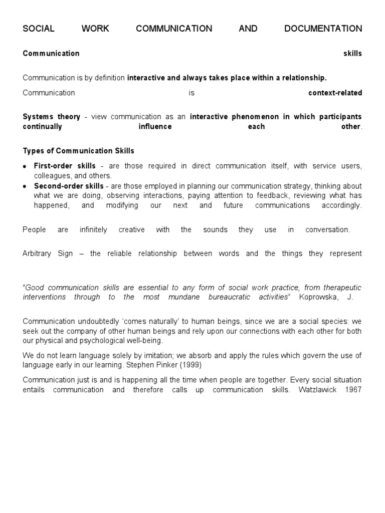 Social Work Communication and Documentation | PDF