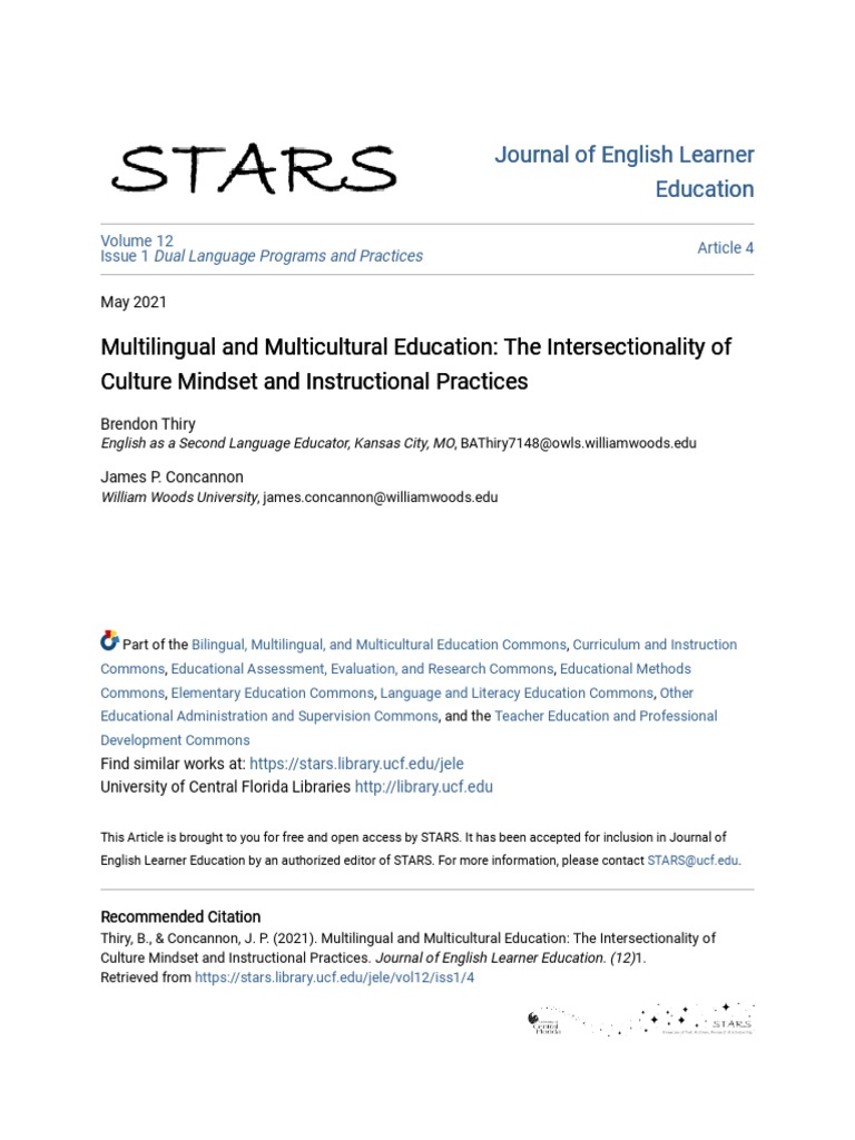 Multilingual and Multicultural Education | PDF | Mindset | Teachers