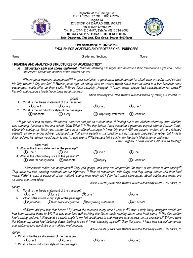 English Academic Text Analysis Guide | PDF