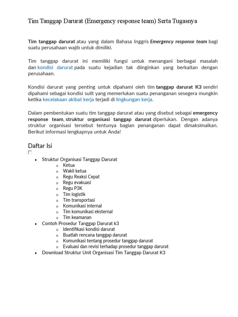 Panduan Tim Tanggap Darurat | PDF