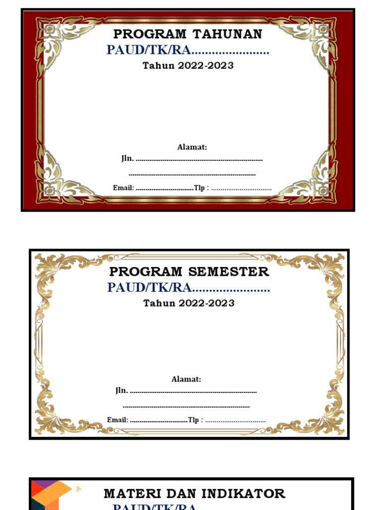Contoh Cover Prota dan Promes PAUD | PDF | Karier & Perkembangan