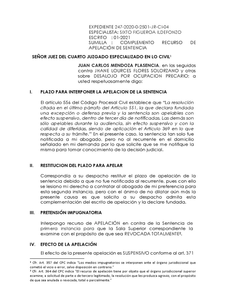 Recurso de Apelacion | PDF | Apelación | Sentencia (ley)