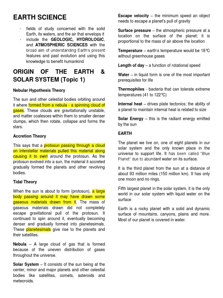 EARTH SCIENCE Notes | Download Free PDF | Rock (Geology) | Earth