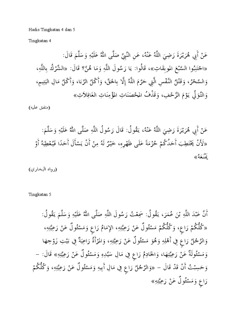 Hadis Tingkatan 4 Dan 5 | PDF