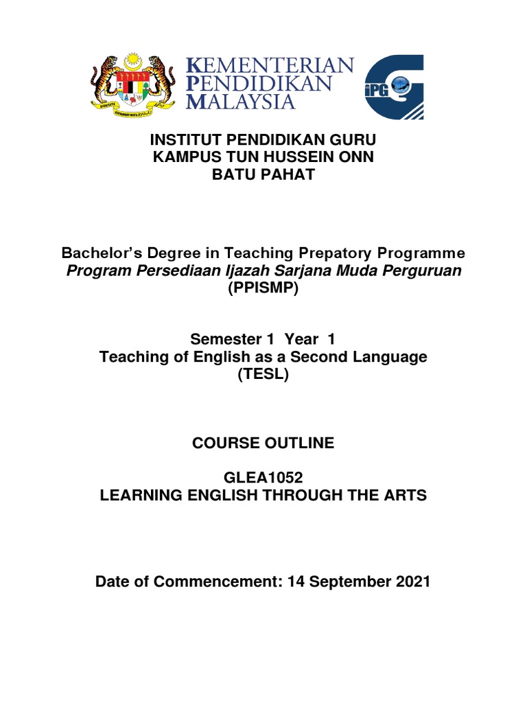 TESL Course Outline at IPG Tun Hussein Onn | PDF | Communication ...