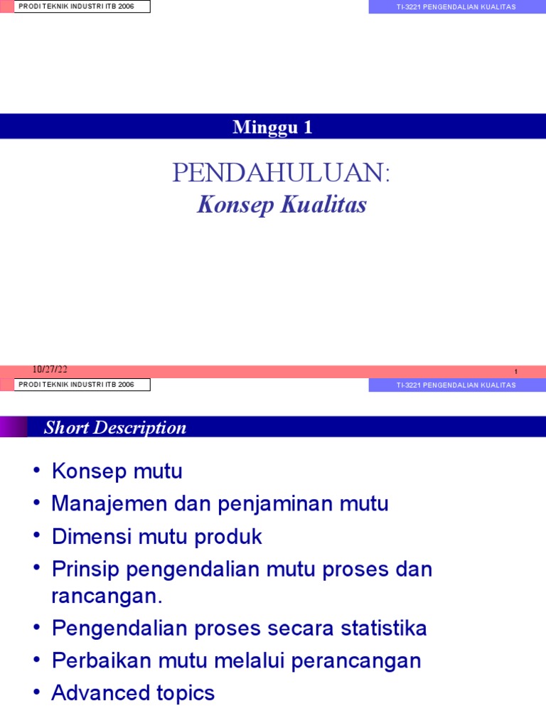 Minggu 1 - Konsep Mutu 1 | PDF | Bisnis