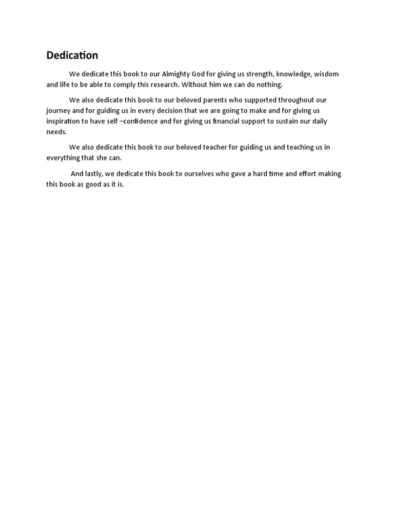 Dedication | PDF | Self-Improvement