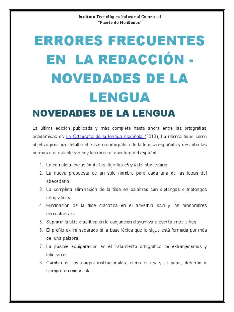 Novedades y Errores en Redacción Española | PDF | Alfabeto | Lengua ...
