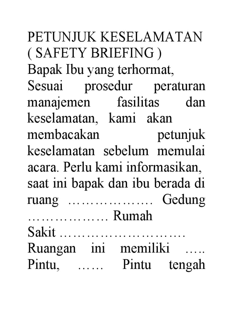 Safety Briefing | PDF