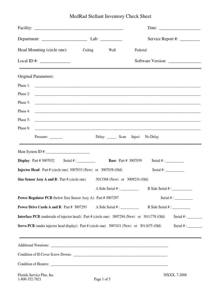 MedRad Stellant Maintenance Checklist | PDF | Syringe | Electrical ...