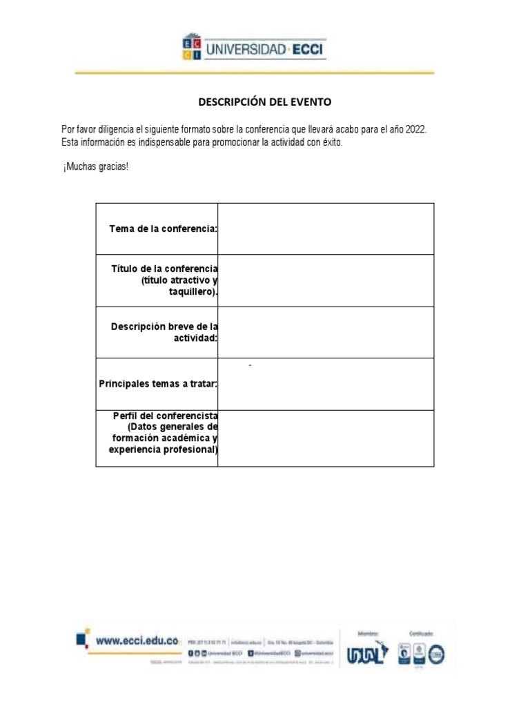 Formato Eventos | PDF | Crecimiento personal y profesional | Negocios