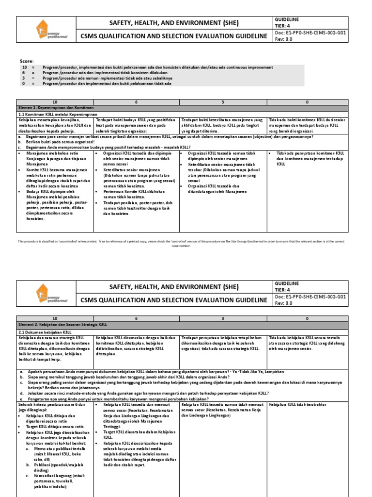 E1-PPO-SHE-CSMS-002-G01 CSMS Qualification and Selection Evaluation Guideline (Tier-4) | PDF