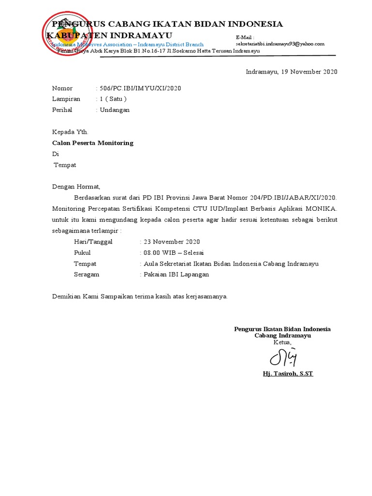 Surat Undangan Monitoring | PDF